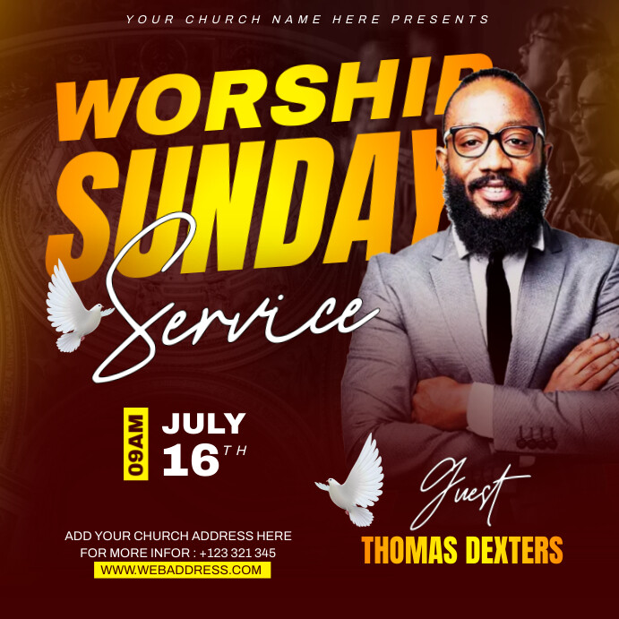 worship Sunday service poster Template | PosterMyWall
