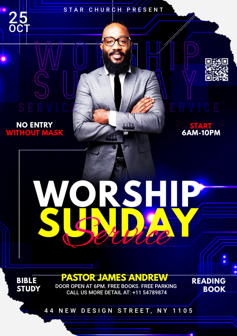 worship Sunday service template | PosterMyWall