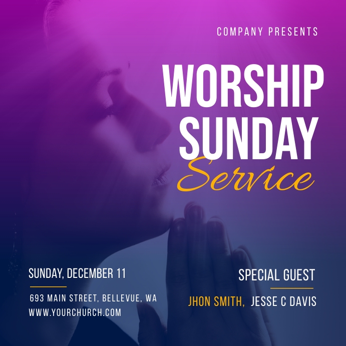 Plantilla de Servicio Dominical de Adoración | PosterMyWall