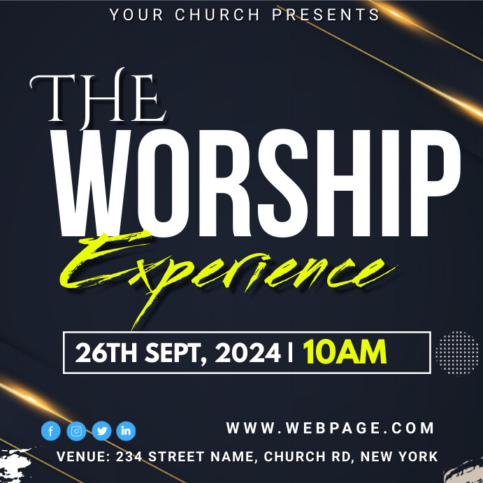 Worship with us, worship poster, church event Template | PosterMyWall