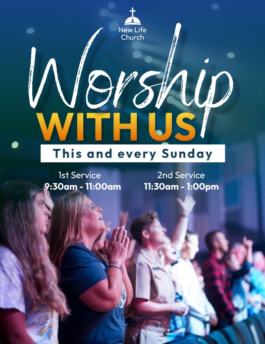 Worship with us Church flyer Template | PosterMyWall