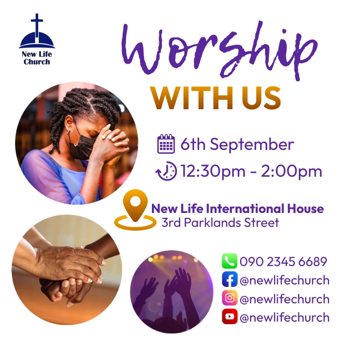 Worship with us church flyer template | PosterMyWall