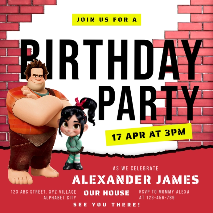 Wreck It Ralph Birthday Invitation Template | PosterMyWall