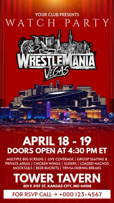 WrestleMania Watch Party Instagram Story Video Template | PosterMyWall
