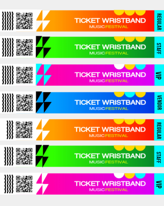 Wristband ticket bracelet music festival access pass concert event ...