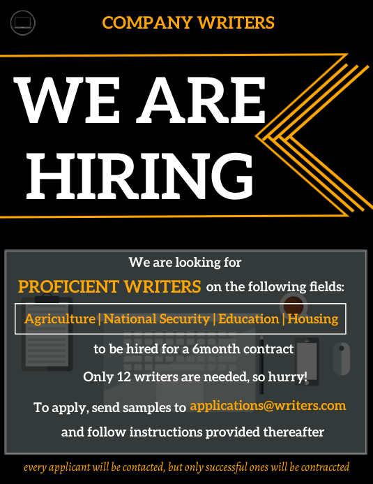 Copy of Writers needed | PosterMyWall