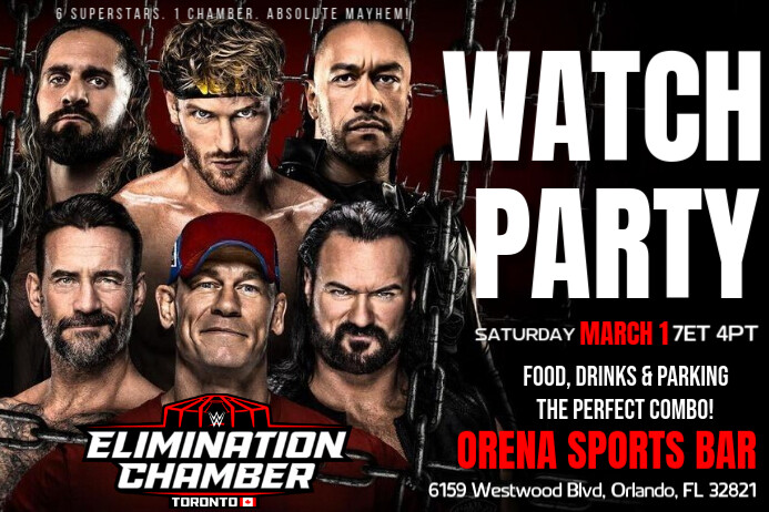 WWE Elimination Chamber 2025 Watch Party – Food, Drinks & Live Action ...