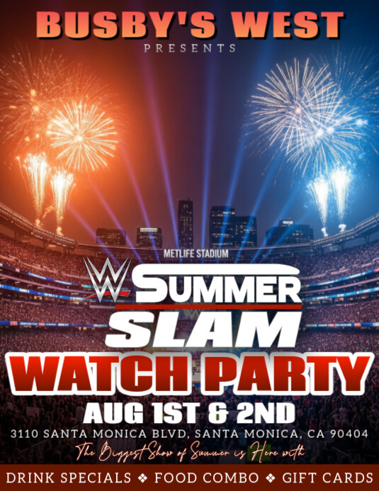 WWE Summer Slam 2025 Watch Party Flyer(US) Template | PosterMyWall