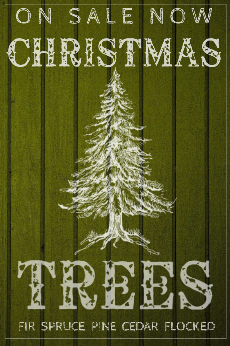 X-Mas Tree Pine Spruce Fir Cedar Sale Retail Green Sign Cut Template ...