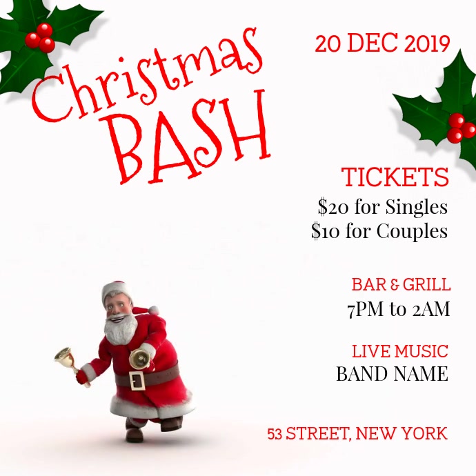 Xmas bash party Template | PosterMyWall