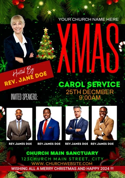 Plantilla de Xmas Carol service | PosterMyWall