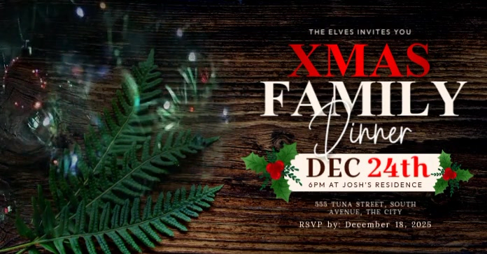 Xmas Family Dinner Banner Template | PosterMyWall