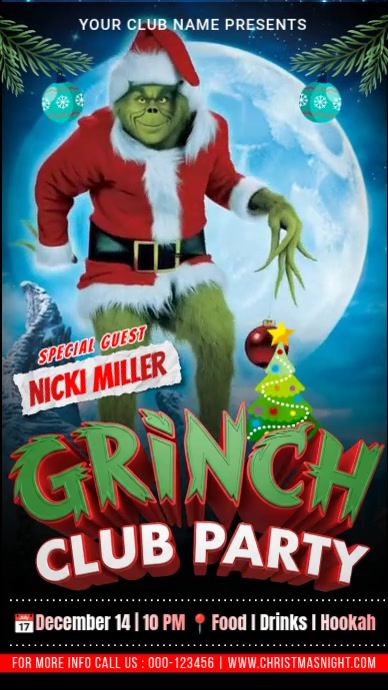 Xmas Grinch Club Party Template | PosterMyWall
