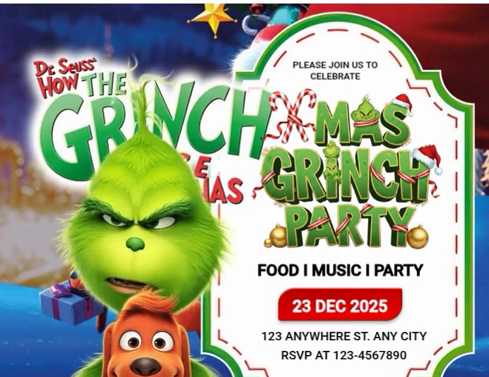 Xmas Grinch Party Invitation Template | PosterMyWall