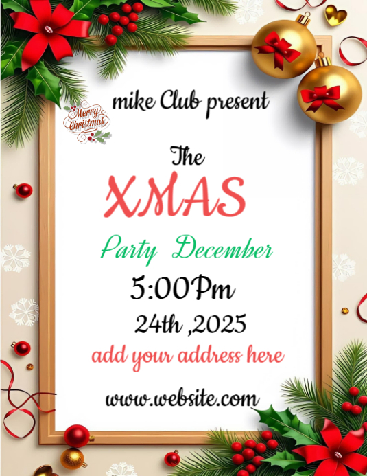 Xmas party flyer design template | PosterMyWall
