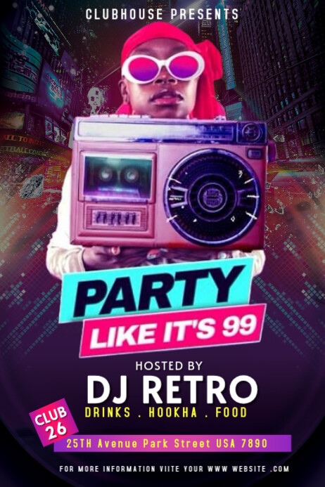 Y2k Retro Party Flyer Poster Template | PosterMyWall