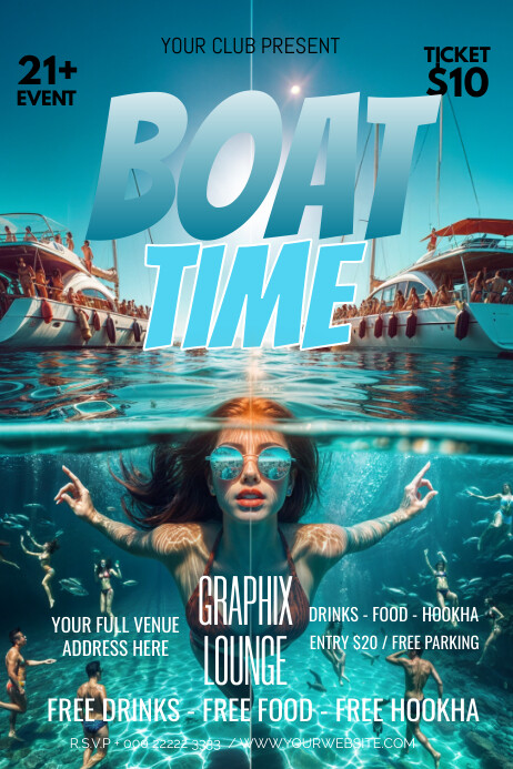Yacht party poster Template | PosterMyWall