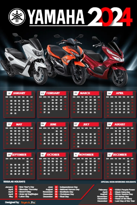 Copy of Yahama Motors Calendar 2023 | PosterMyWall