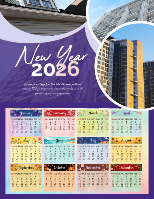 Plantilla de Year 2026 Calendar for professional, | PosterMyWall