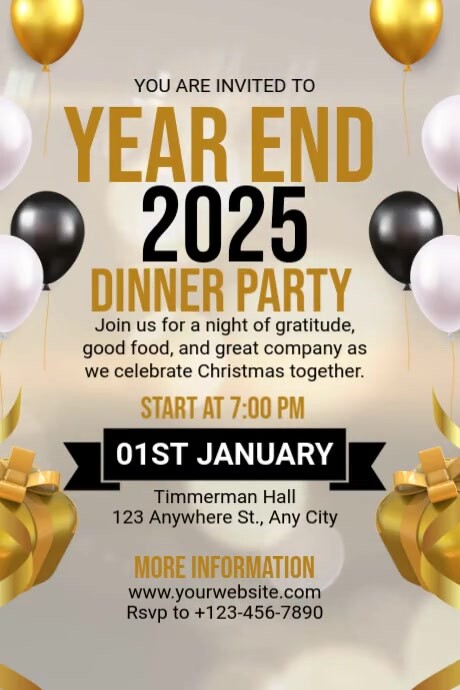 Year End 2025 Dinner Party Template | PosterMyWall