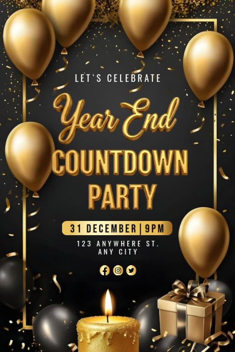 Year End Countdown Party 2026 Template | PosterMyWall
