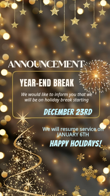 Plantilla de Year-End Holiday Break Announcement – Office Closure ...