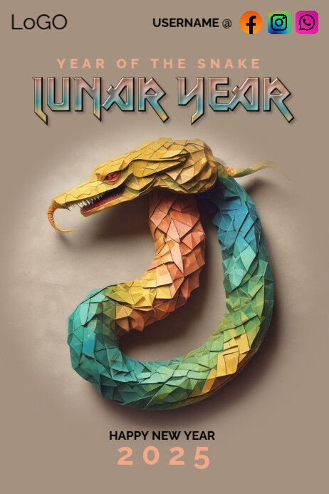 Year of snake: Chinese New Year 2025 Template | PosterMyWall