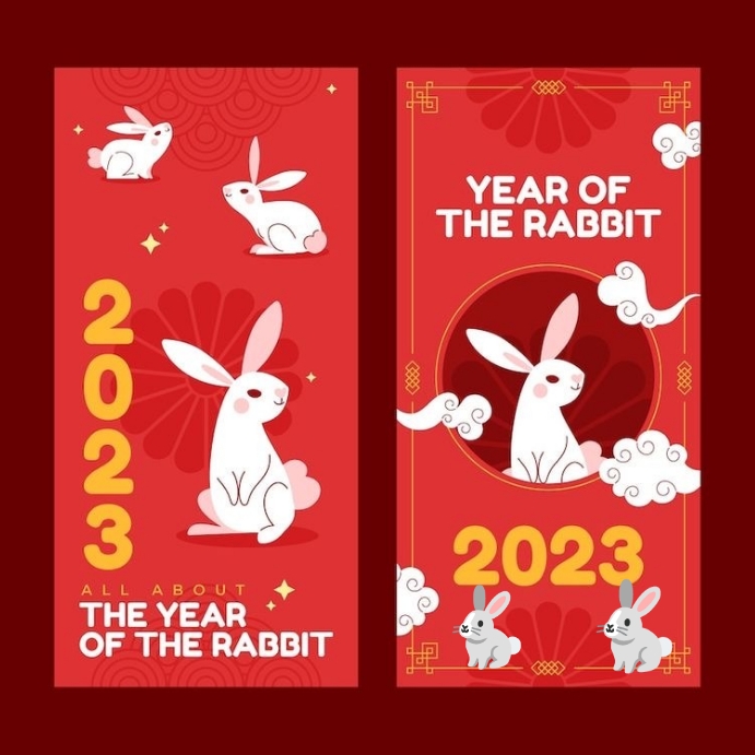 Year of the rabbit new year instagram post Template | PosterMyWall