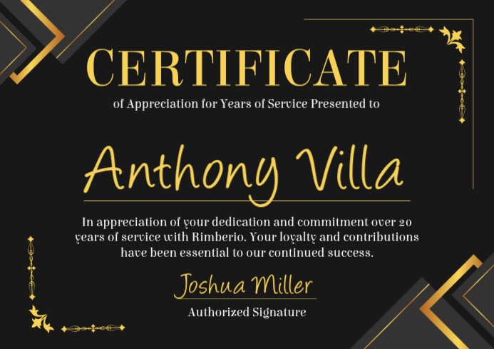 Years of Service Certificate Template | PosterMyWall