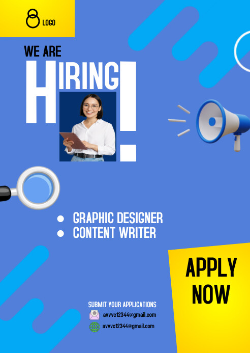 yello hire poster job flyers foxy 2024 Template | PosterMyWall