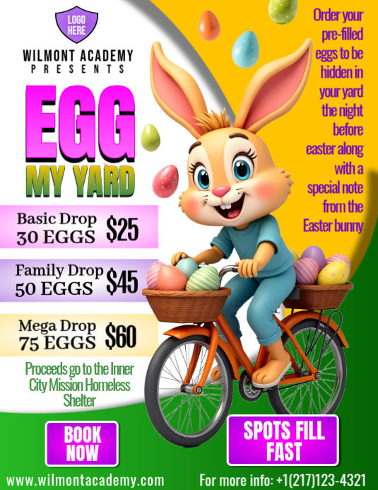 Plantilla de Yellow, Green and White Joyful Easter Egg Hunt Flyer/ Egg ...