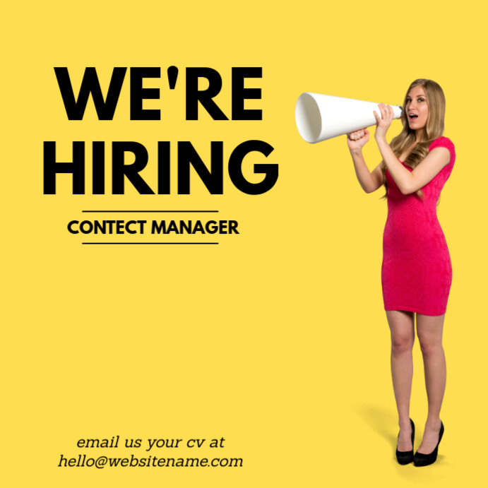 Yellow & Black We Are Hiring Instagram Post Template | PosterMyWall