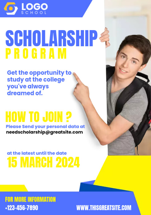 Copy of Yellow & Blue Scholarship Program | PosterMyWall