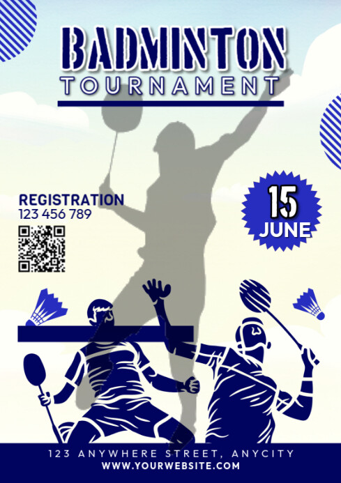 Yellow 3d Badminton Tournament A4 Templat | PosterMyWall