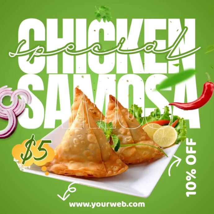 Copy of Yellow 3d Crispy Samosa Ads Instagram Post | PosterMyWall