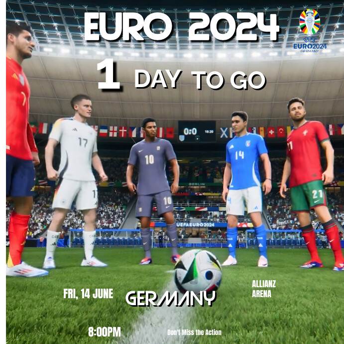 Yellow 3d Euro 2024 Instagram Post Template | PosterMyWall
