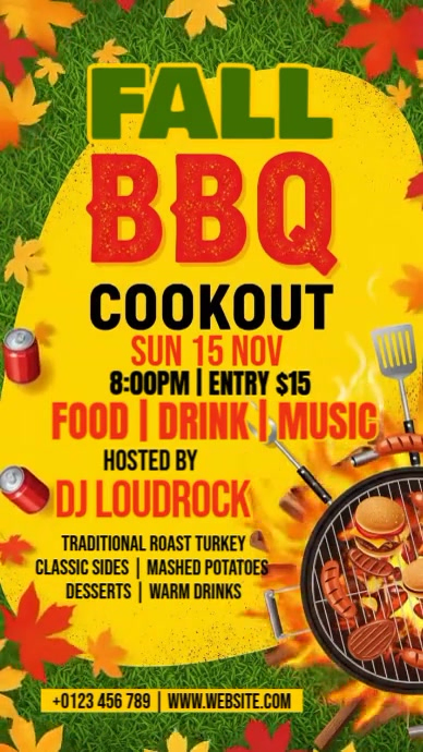 Yellow 3d Fall Bbq Party Instagram Story Template | PosterMyWall