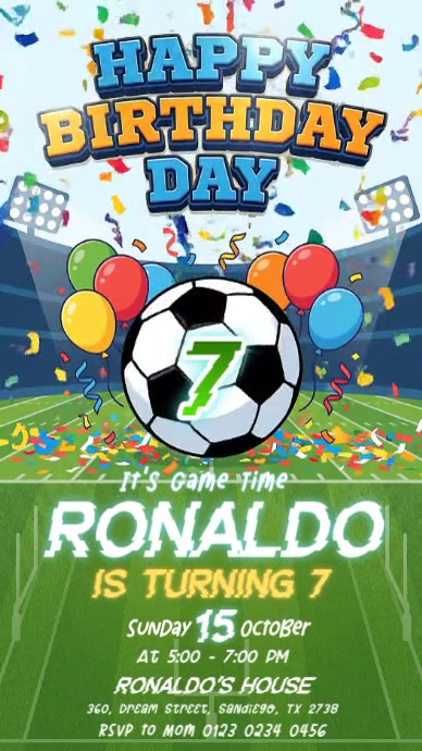Yellow 3d Football Birthday Invitation Instagram Story Template ...