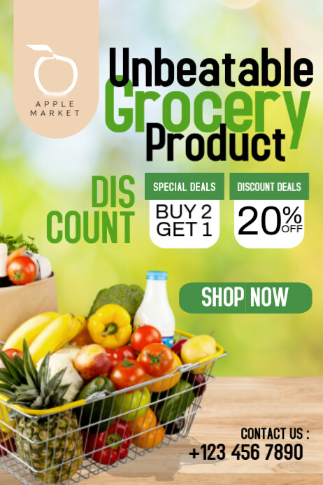 Yellow 3d Grocery Product Poster เทมเพลต | PosterMyWall