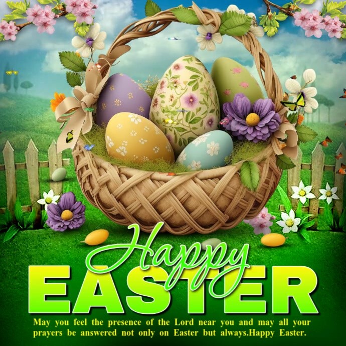 Copy of Yellow 3d Happy Easter Square (1:1) | PosterMyWall