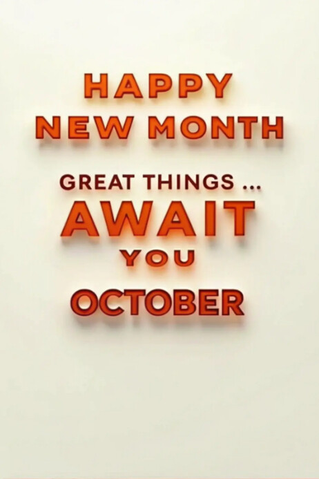 Yellow 3d Happy New Month October Poster Template | PosterMyWall