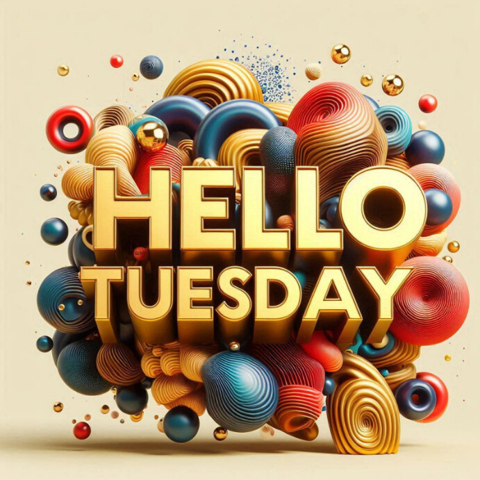 Yellow 3d Hello Tuesday Design Template Insta | PosterMyWall