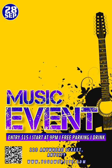 Yellow 3d Music Event Poster Template | PosterMyWall