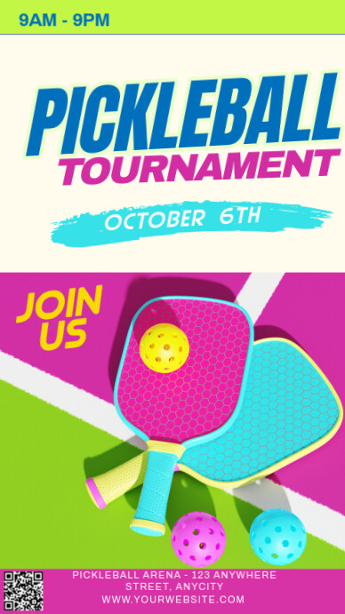 Yellow 3d Pickleball Poster Instagram Story Template | PosterMyWall