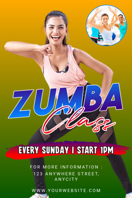 Copy of Yellow 3d Zumba Classes Poster | PosterMyWall
