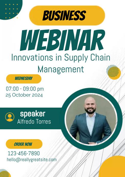 Yellow Abstract Business Webinar Flyer Template | PosterMyWall