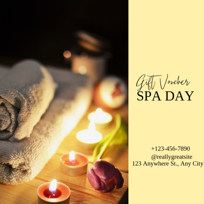 Yellow and Black Delicate Spa Gift Certificat Template | PosterMyWall