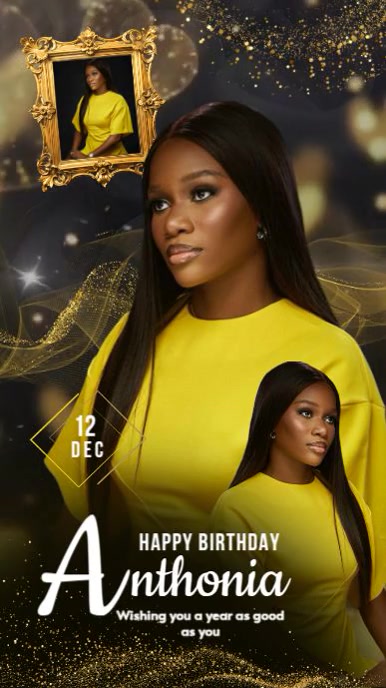 Copy of Yellow and black happy birthday video | PosterMyWall