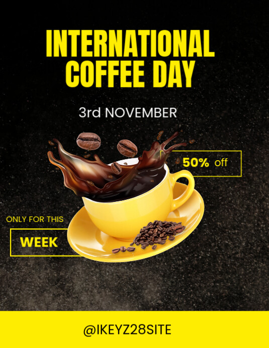 Yellow And Black Modern Coffee Day Social Media Post Template ...
