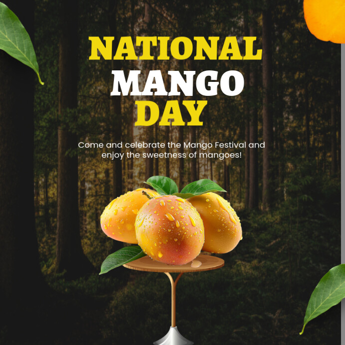 Yellow and Orange Modern National Mango Day Instagram Post Template ...